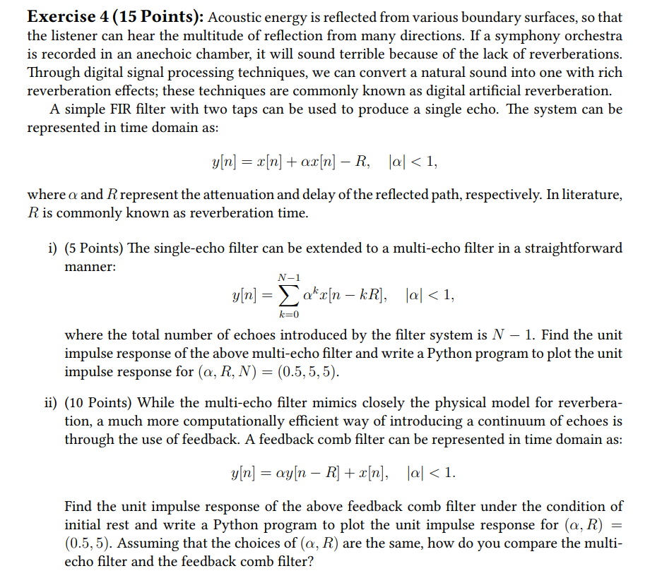 Solved Exercise 4(15 Points): Acoustic energy is reflected | Chegg.com
