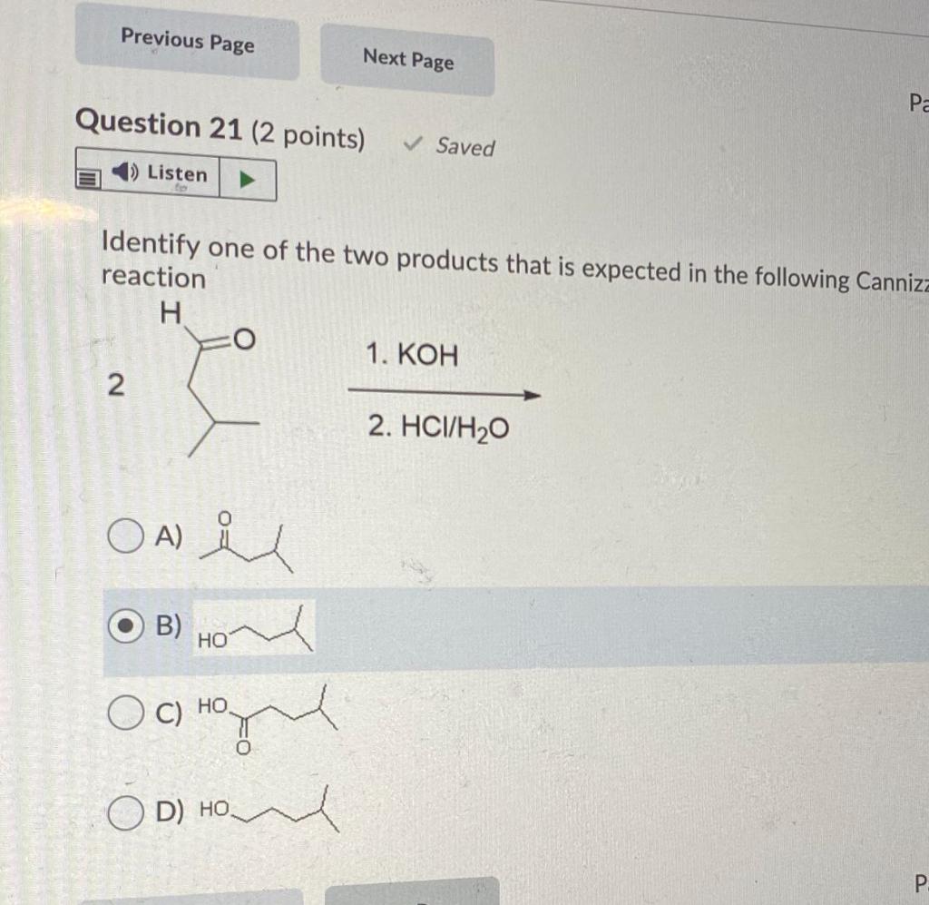Solved Previous Page Next Page Pa Question 21 (2 points) | Chegg.com