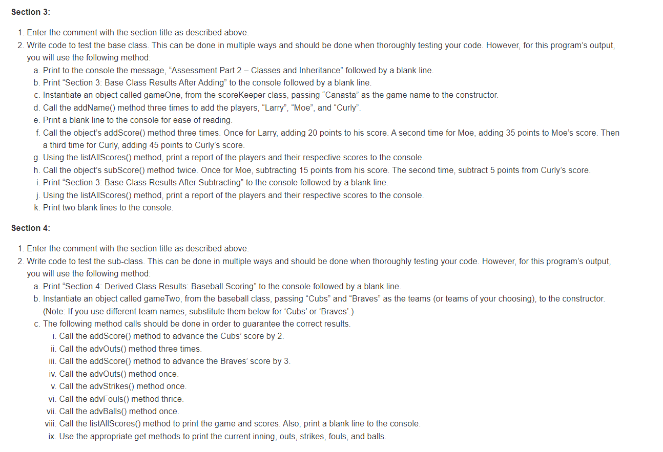 Solved Using C# ONLY Section 3:Enter the comment with the | Chegg.com