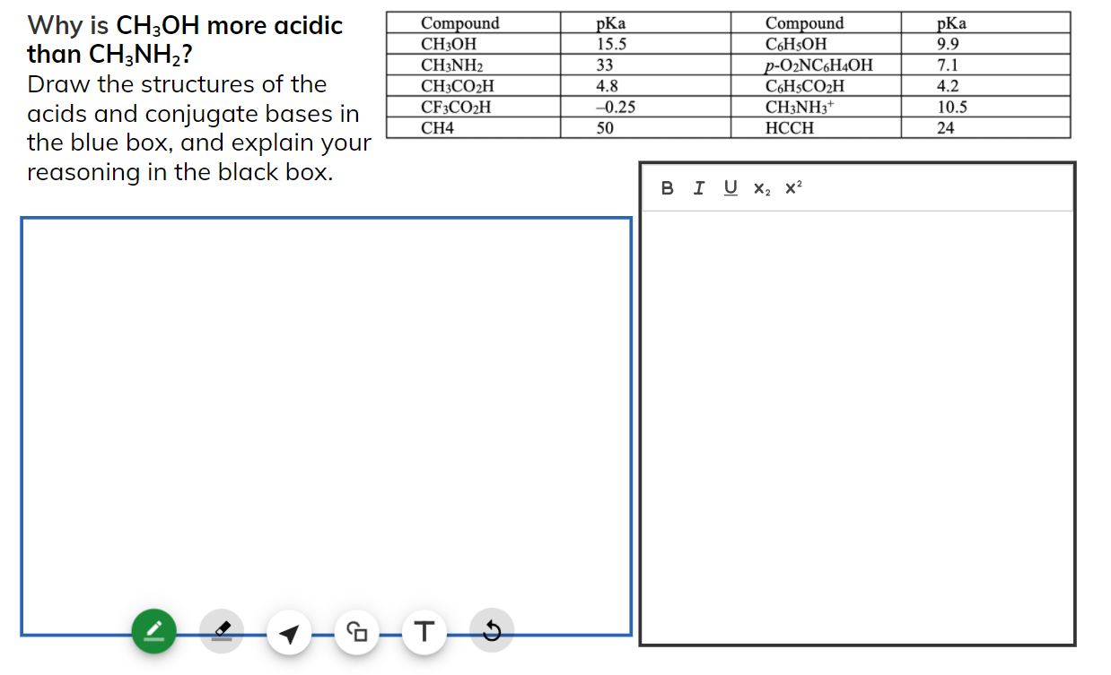 Solved Why is CH3OH more acidic than CH3NH2? Draw the | Chegg.com