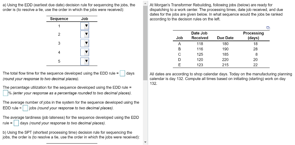Solved a) Using the EDD (earliest due date) decision rule | Chegg.com