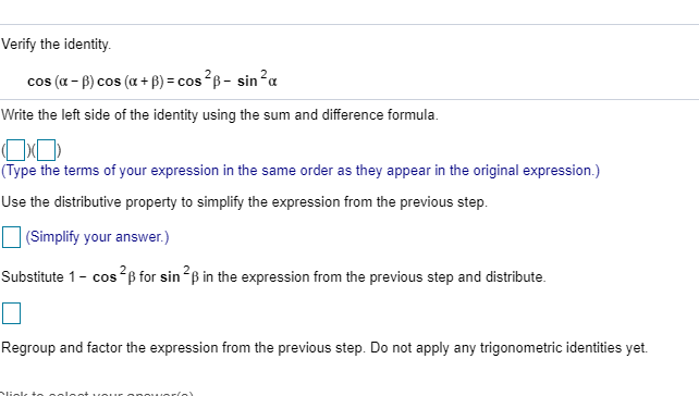 Solved Verify the identity COS (0 – B) cos (a +B) = cos 2B - | Chegg.com