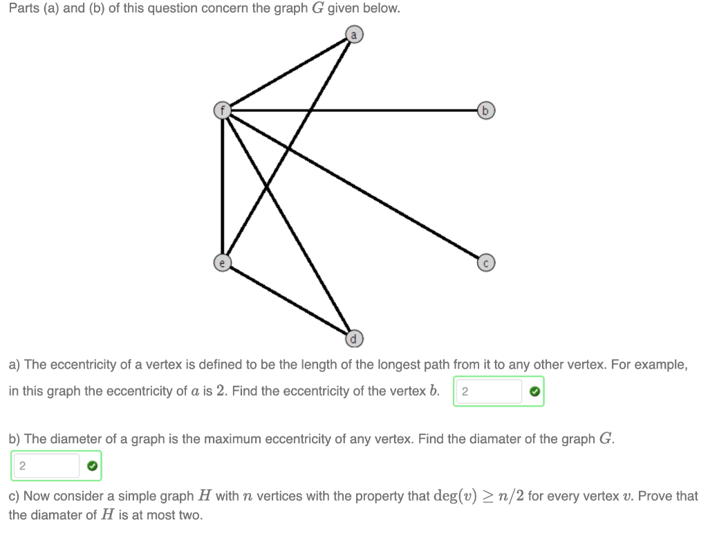 Solved Parts (a) and (b) of this question concern the graph | Chegg.com