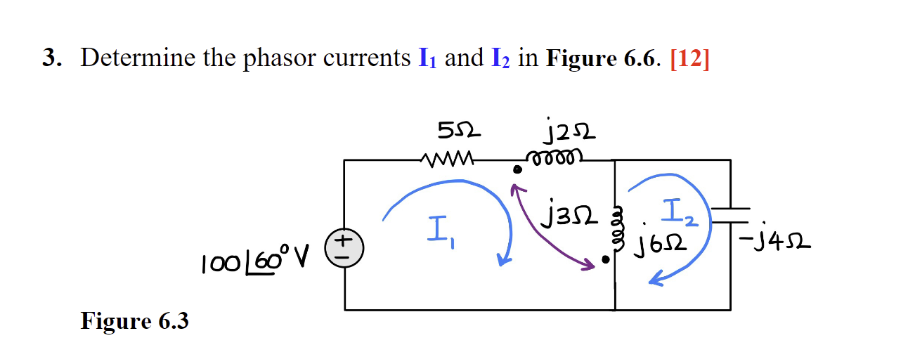 Solved 3. Determine the phasor currents I1 and I2 in Figure | Chegg.com