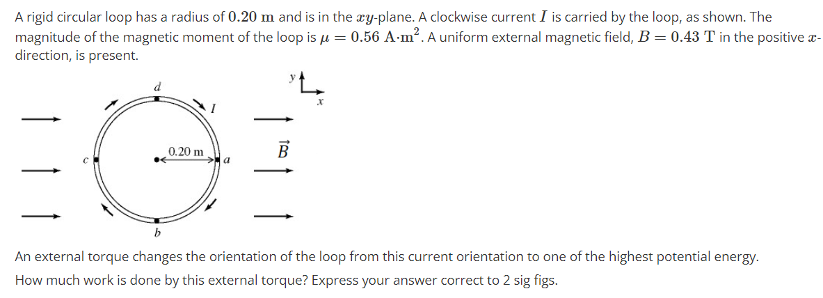 Solved A rigid circular loop has a radius of 0.20 m and is | Chegg.com
