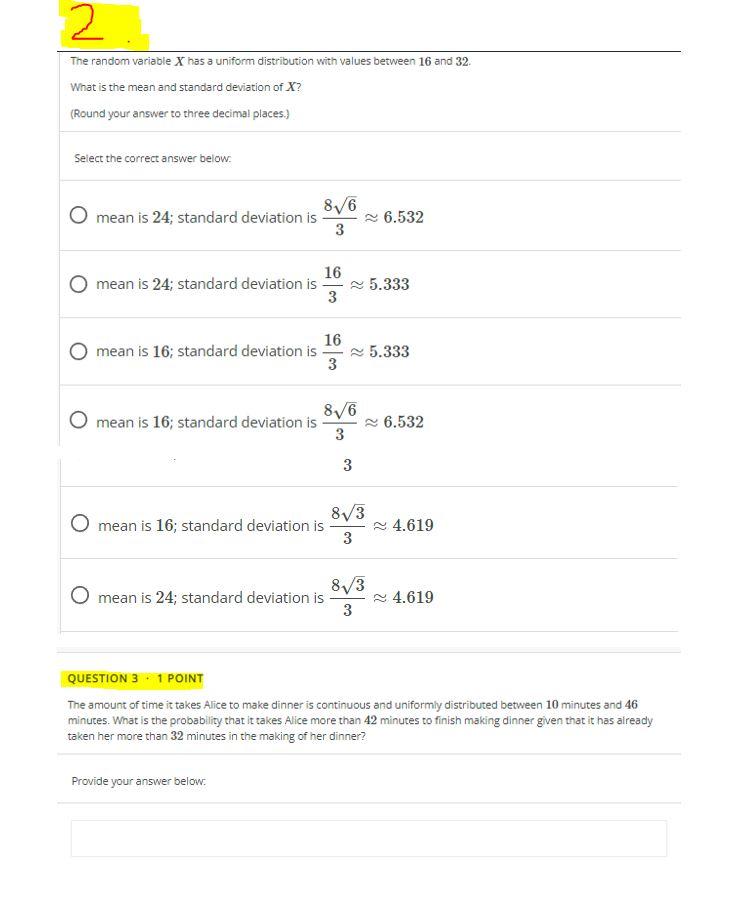 Solved 2 The random variable x has a uniform distribution | Chegg.com