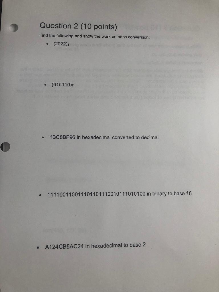 Solved - (2022)3 - (615110)7 - 1BC8BF96 in hexadecimal | Chegg.com