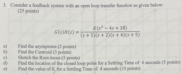 Solved 3. Consider a feedback system with an open loop | Chegg.com