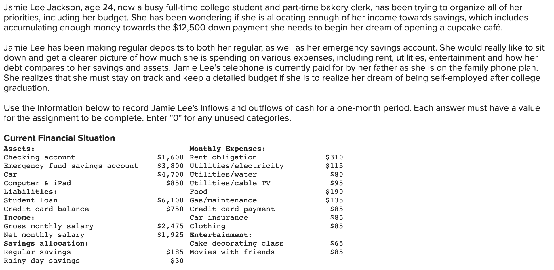 Jamie Lee Jackson, age 24 , now a busy full-time | Chegg.com