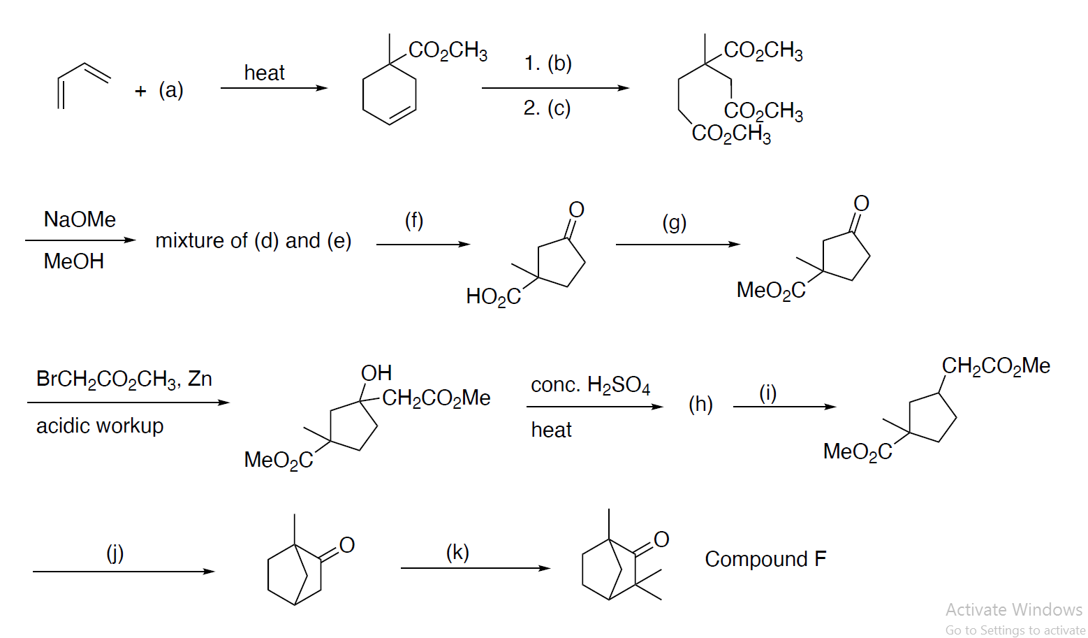 Solved CO2CH3 CO2CH3 heat 1. (b) + (a) 2. (c) CO2CH3 CO CH3 | Chegg.com