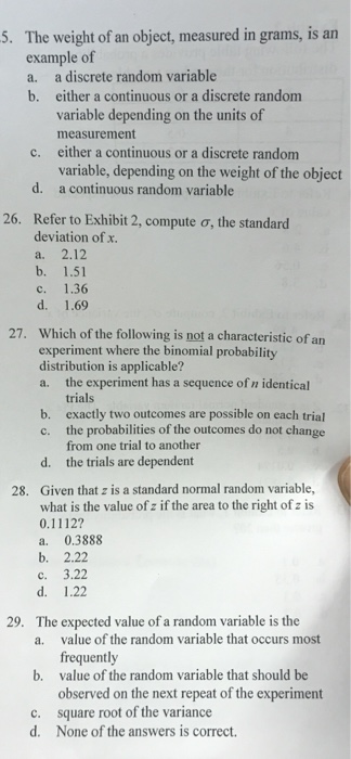 Solved The weight of an object, measured in grams, is an | Chegg.com