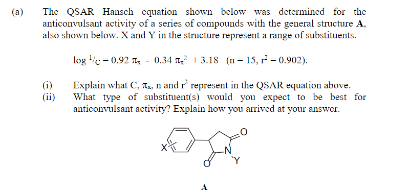 The QSAR Hansch equation shown below was determined | Chegg.com
