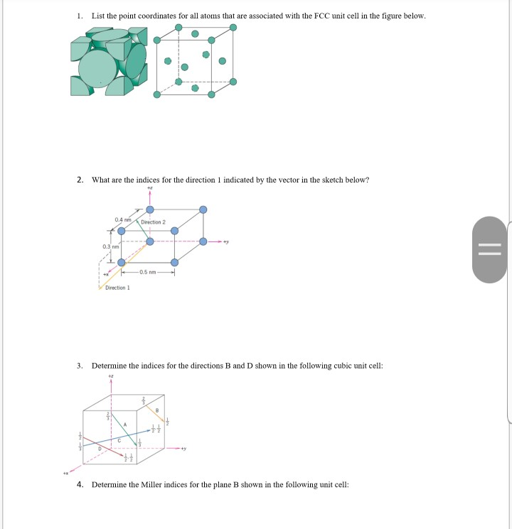Solved 1. List the point coordinates for all atoms that are | Chegg.com