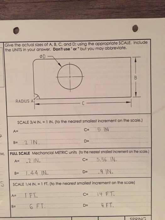 Using a mechanical engineer scale, I need to measure | Chegg.com