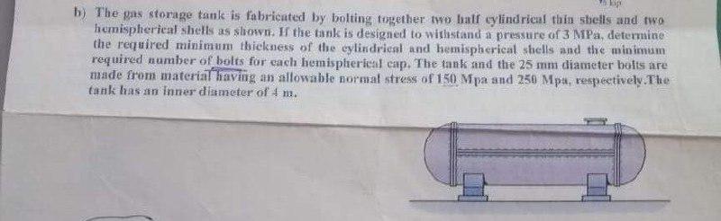 Solved hip b) The gas storage tank is fabricated by bolting | Chegg.com