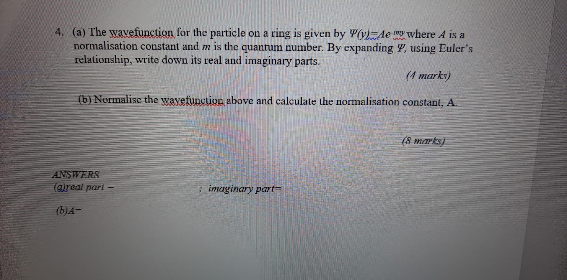 Solved 4. (a) The wavefunction for the particle on a ring is | Chegg.com