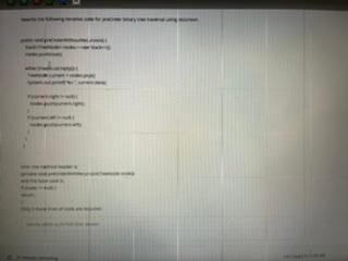 Solved Rewrite the following iterative code for preorder | Chegg.com