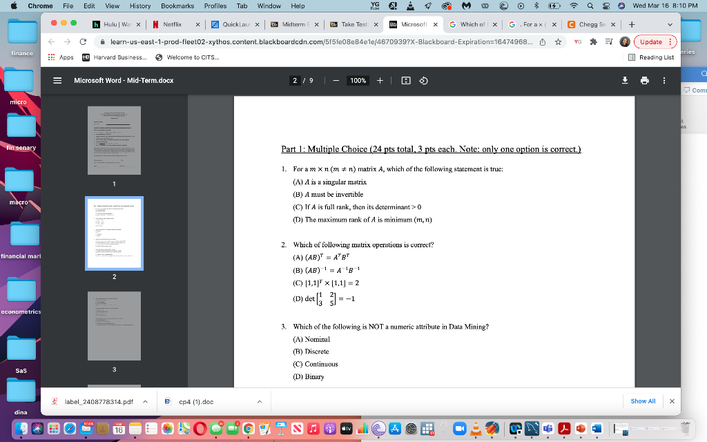 Solved Chrome File Edit View History Bookmarks Profiles Tab | Chegg.com