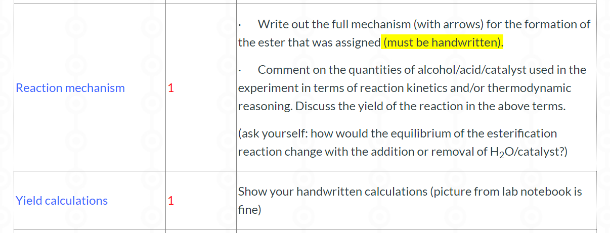 Solved Please post the Reaction mechanism and Yield | Chegg.com