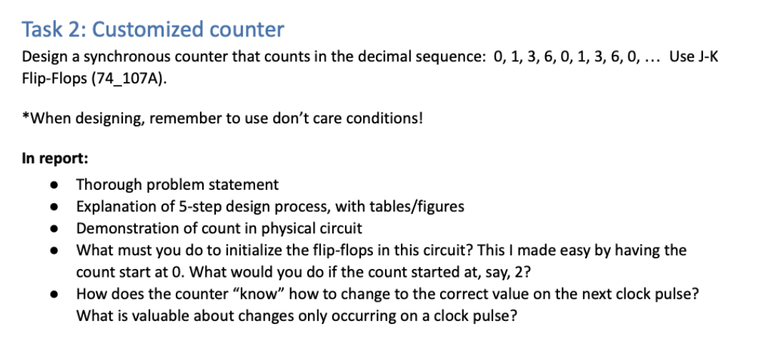 Solved Task 2: Customized counter Design a synchronous | Chegg.com