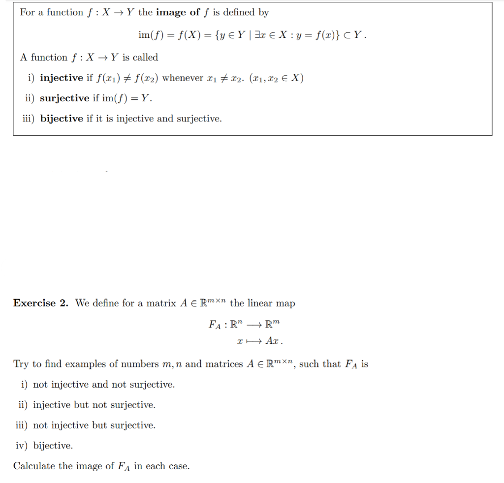 Solved For a function f :X + Y the image of f is defined by | Chegg.com