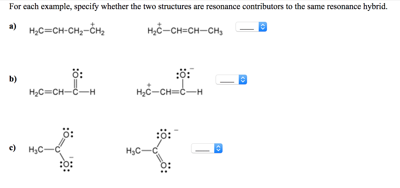 Solved For each example, specify whether the two structures | Chegg.com