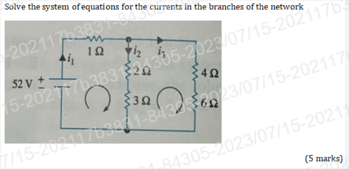 Solved Solve the system of equations for the currents in the | Chegg.com