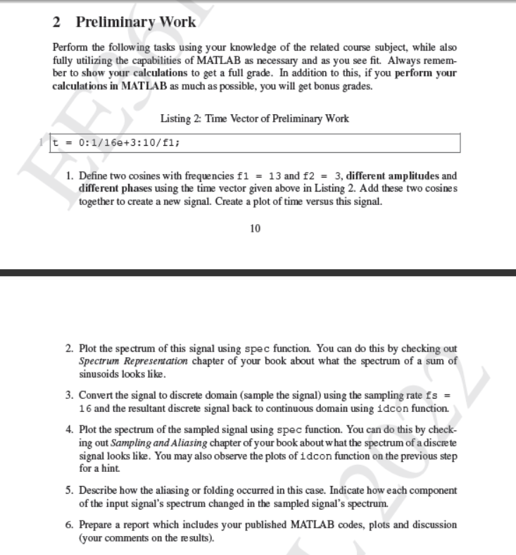 2 Preliminary Work Perform the following tasks using | Chegg.com