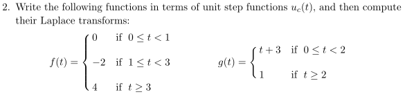 Solved 2. Write the following functions in terms of unit | Chegg.com