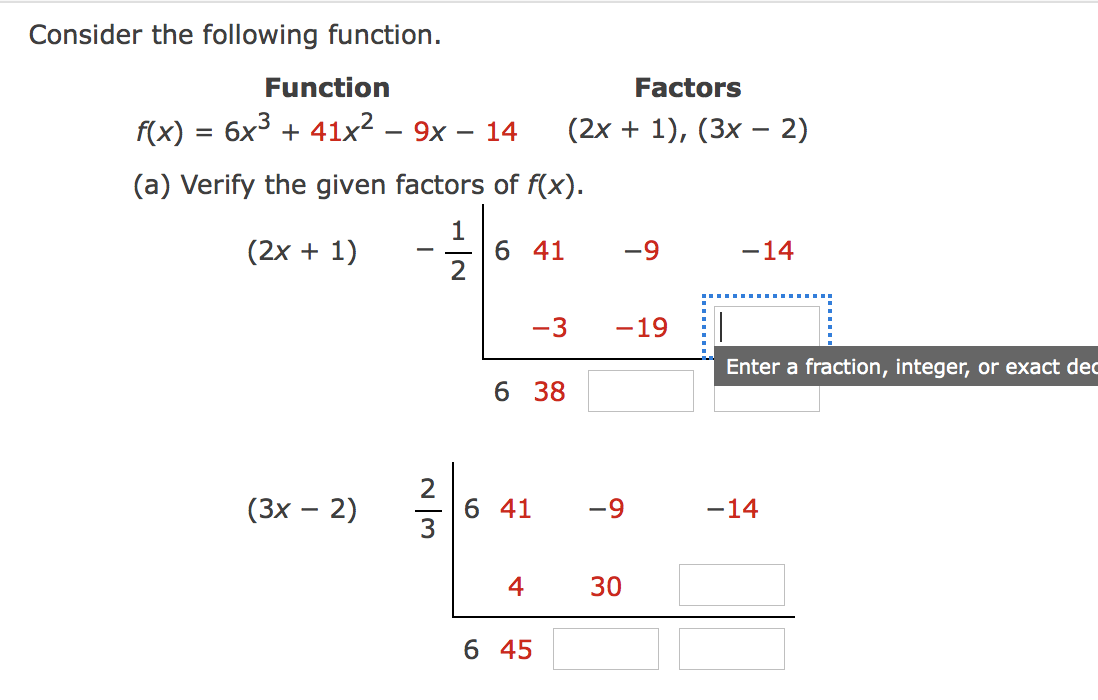 Solved Consider the following function. Function Factors | Chegg.com