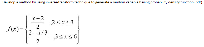 Solved Develop a method by using inverse-transform technique | Chegg.com