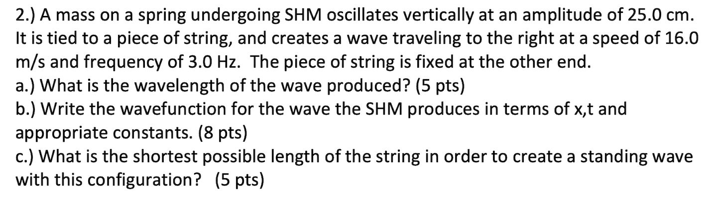 Solved 2.) A mass on a spring undergoing SHM oscillates | Chegg.com