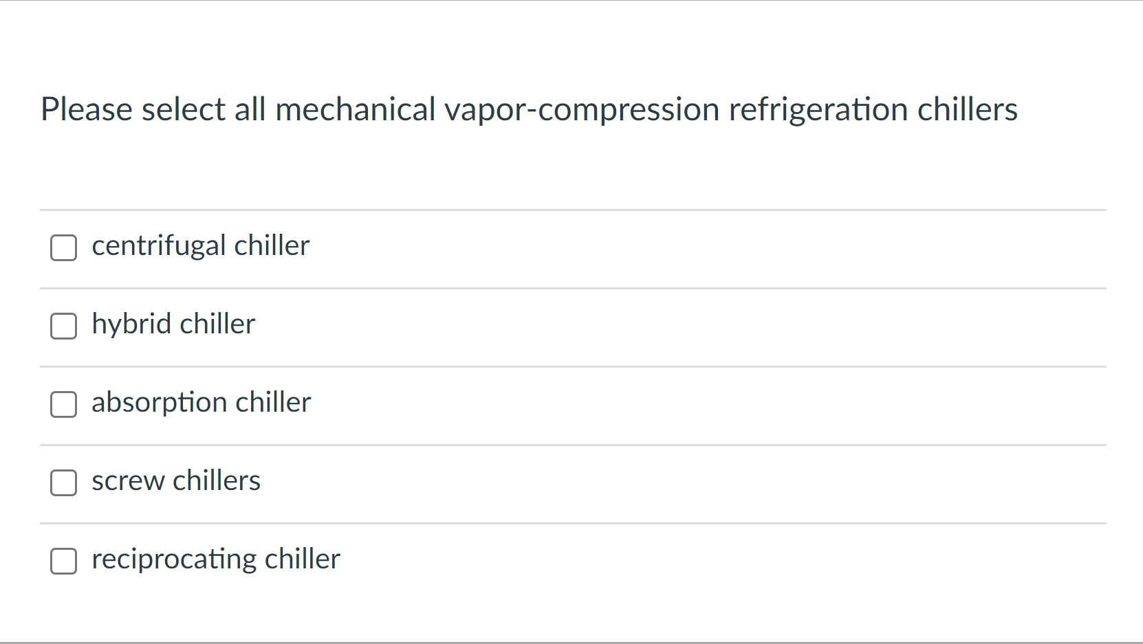 Solved Please select all mechanical vapor-compression | Chegg.com