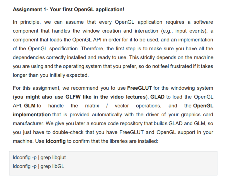 Assignment 1 - Your first OpenGL application! In | Chegg.com