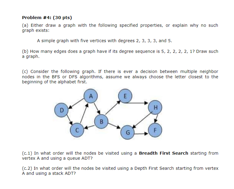 Solved Problem 4 30 Pts A Either Draw A Graph With The 