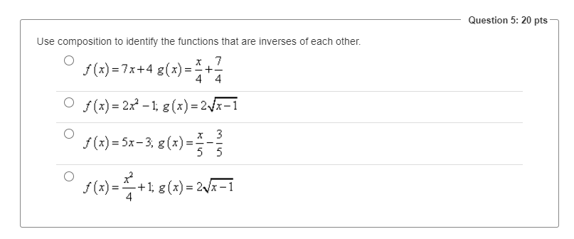 Solved Question 5: 20 pts Use composition to identify the | Chegg.com