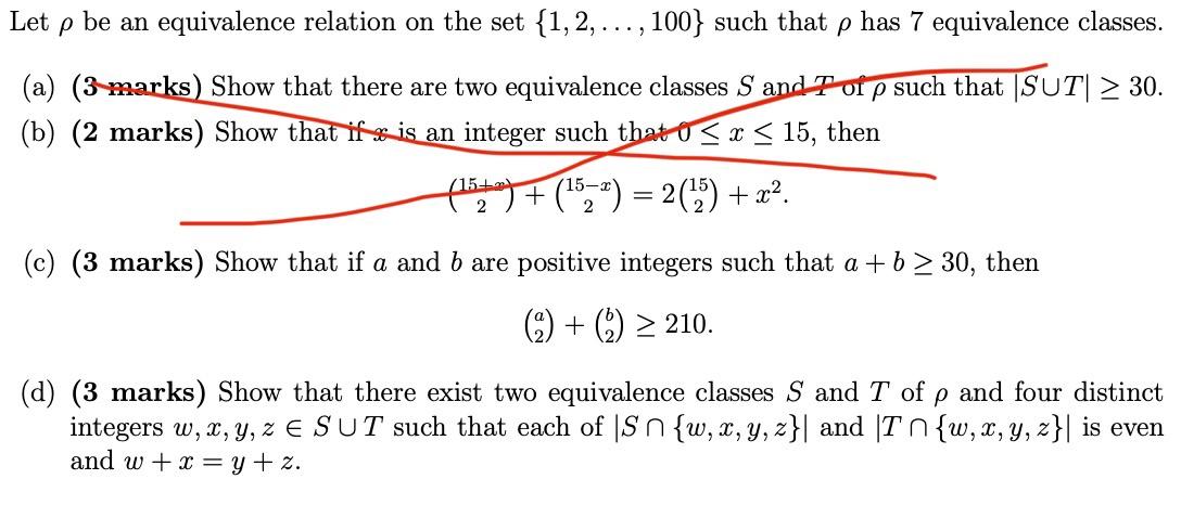 Solved Let ρ be an equivalence relation on the set | Chegg.com