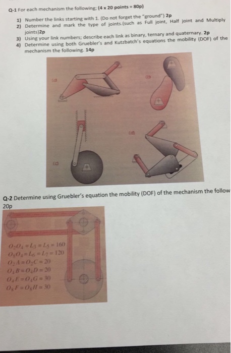 Solved For each mechanism the following; Number the links | Chegg.com