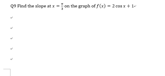 Solved 29 Find the slope at x = on the graph of f(x) = 2 cos | Chegg.com