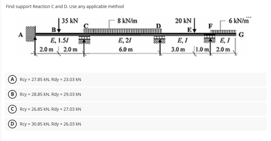 Solved Find support Reaction C and D. Use any applicable | Chegg.com
