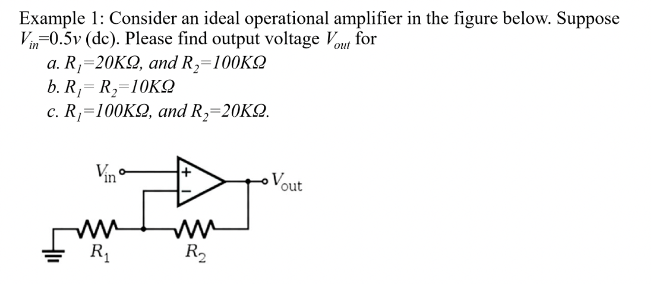 Solved Example 1: Consider an ideal operational amplifier in | Chegg.com
