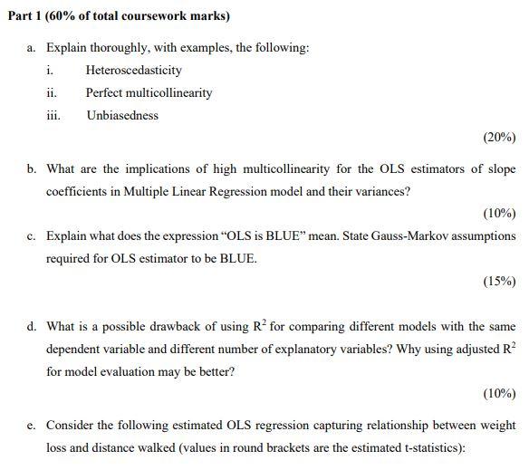 Solved Part 1 (60% of total coursework marks) a. Explain | Chegg.com