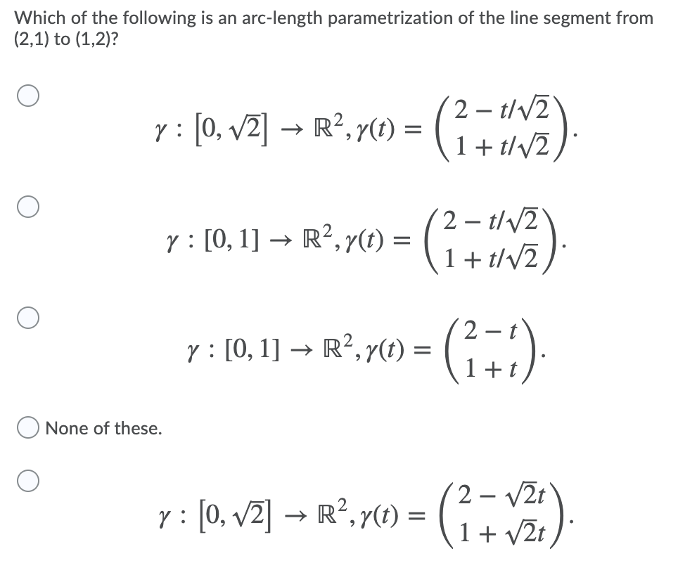 Solved Which of the following is an arc-length | Chegg.com
