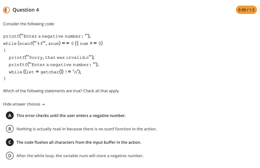 Solved (1) Question 4 Consider the following code: printf ( | Chegg.com