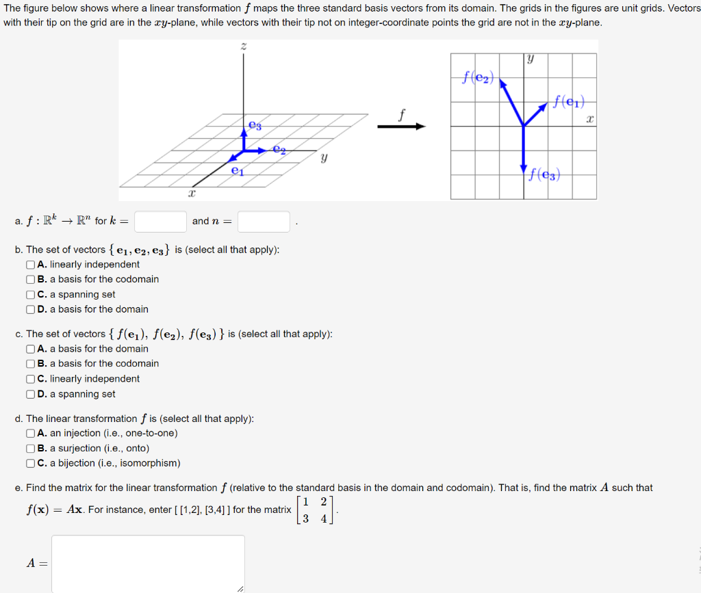 Solved The figure below shows where a linear transformation | Chegg.com