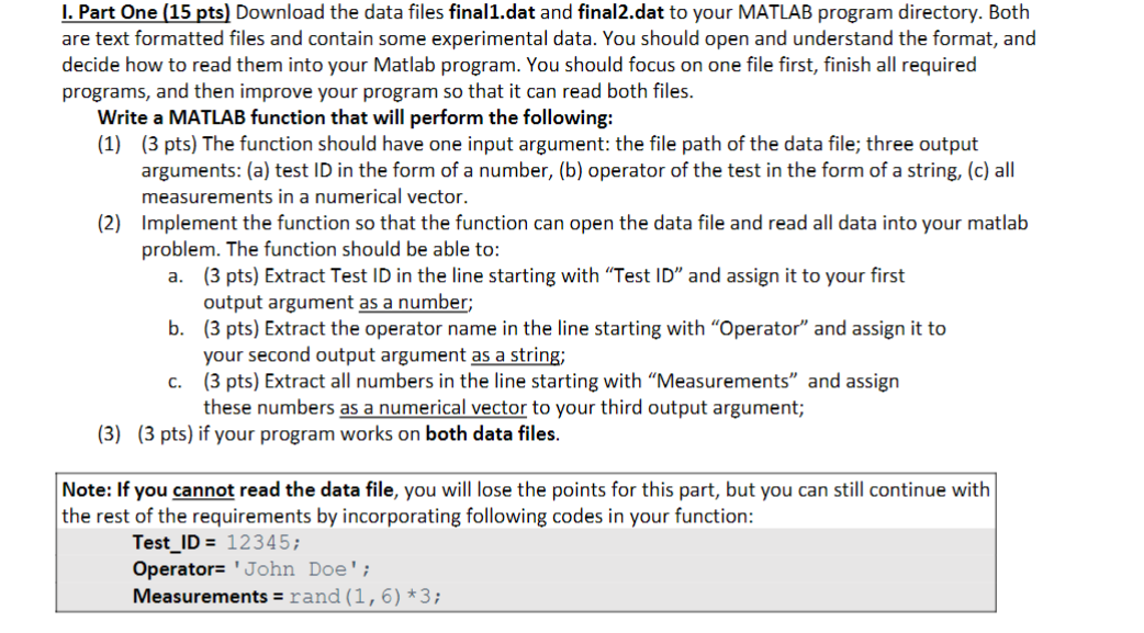 Solved I. Part One (15 ﻿pts) ﻿Download the data files | Chegg.com