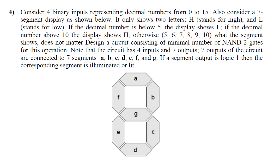 Solved Consider 4 binary inputs representing decimal numbers | Chegg.com