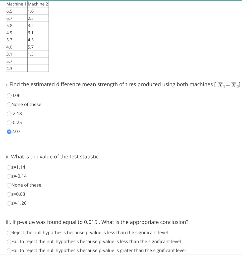 Solved Machine 1 Machine 2 6.5 1.0 6.7 2.5 5.8 3.2 14.9 3.1 | Chegg.com