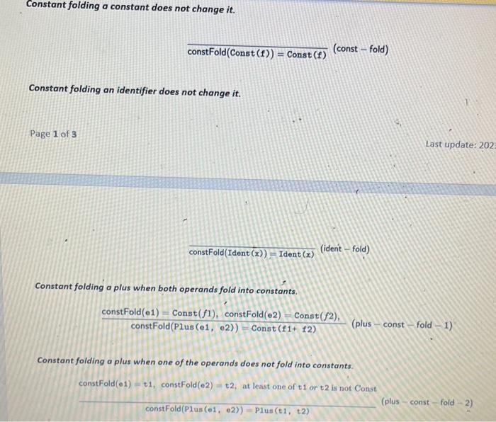 Solved Constant Folding Is An Operation That Compilers Often 