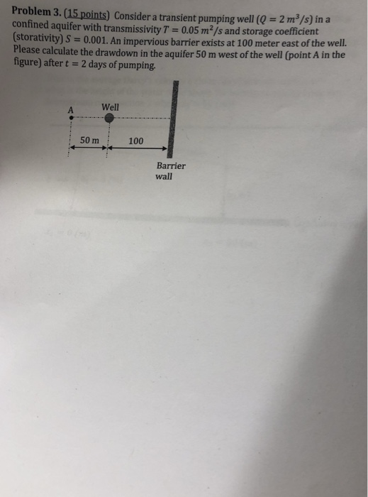 Solved Problem 3. (15 points) Consider a transient pumping | Chegg.com